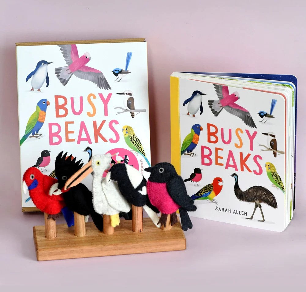 TARA TREASURES - FINGER PUPPET & BOOK SET: BUSY BEAKS – Treetop Toy Shop